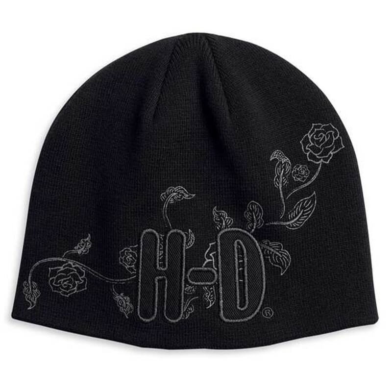 Women’s Embroidered Roses Knit Beanie Hat | Harley-Davidson® Online