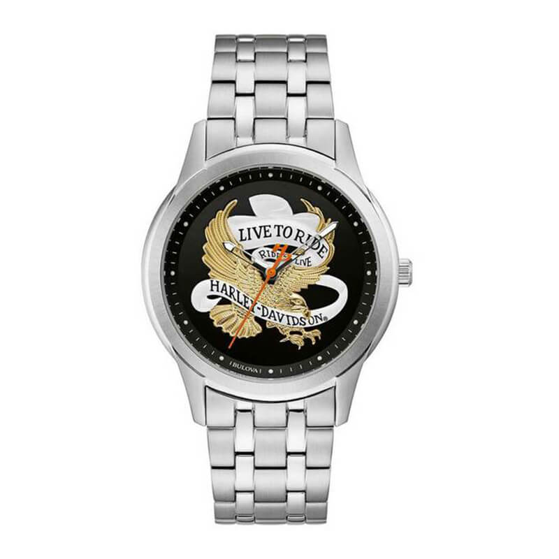 Men’s Live To Ride Eagle Stainless Steel Watch, Silver | Harley ...