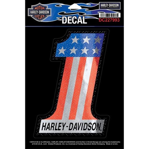 Glittery #1 Flag Logo Decal, MD 4.375 x 6.25 inch | Harley-Davidson® Online