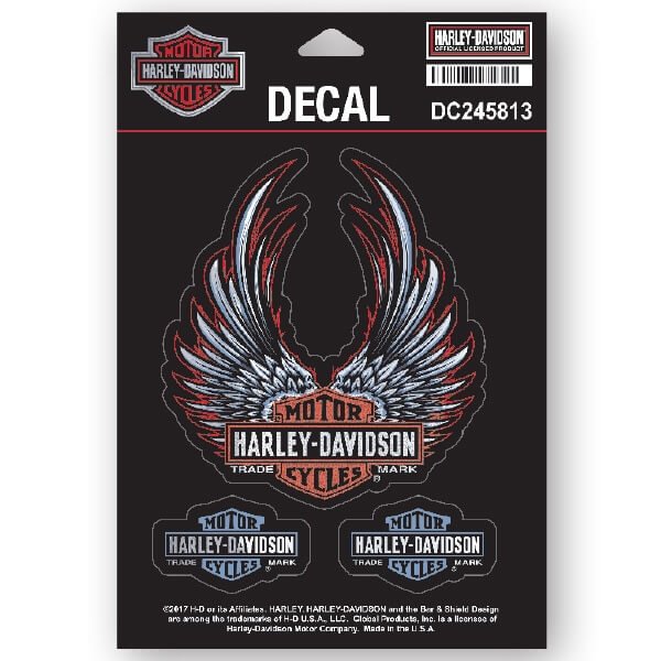 Bliss Winged Bar & Shield Decals, SM 3.875 x 4.25 in | Harley-Davidson ...