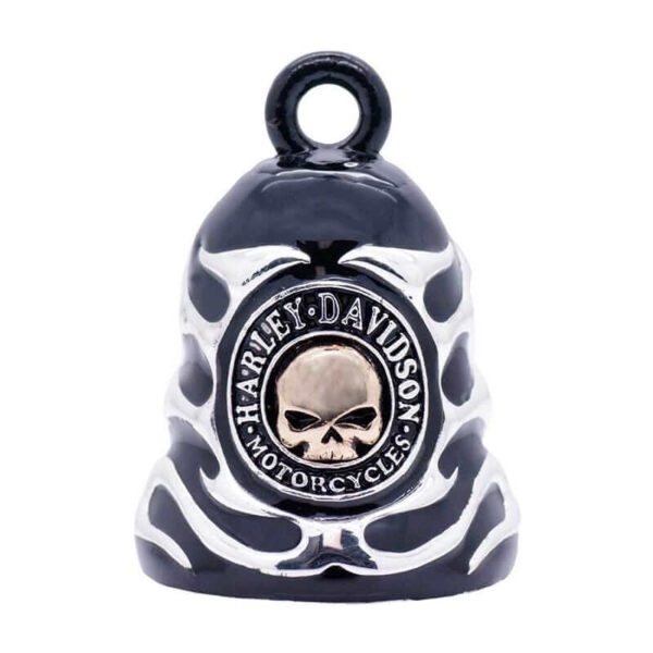 Sculpted Skull & Flames Logo Ride Bell, Black Finish | Harley-Davidson ...