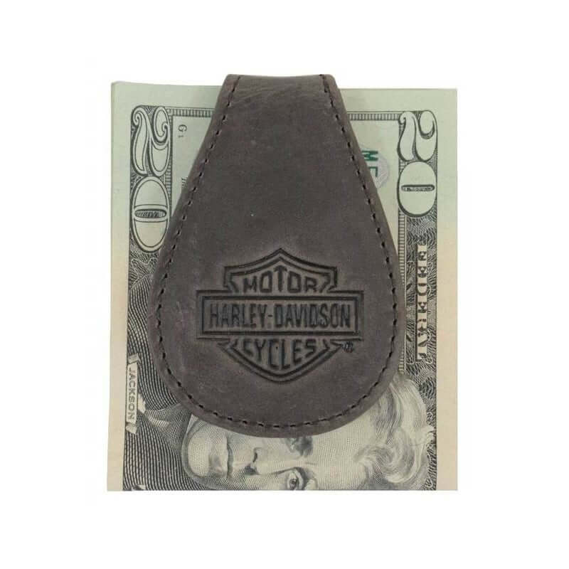 Mens Crazy Horse Round Magnetic Leather Cash Clip | Harley-Davidson® Online