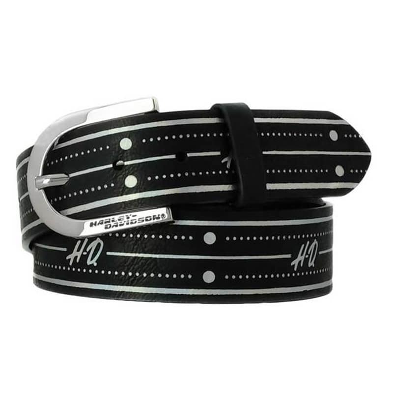 Women’s Out of Line Foiled Genuine Leather Belt, Polished Nickel ...