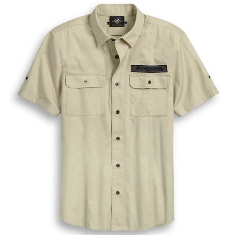 Men’s Raw Edge Patch Short Sleeve Woven Shirt | Harley-Davidson® Online