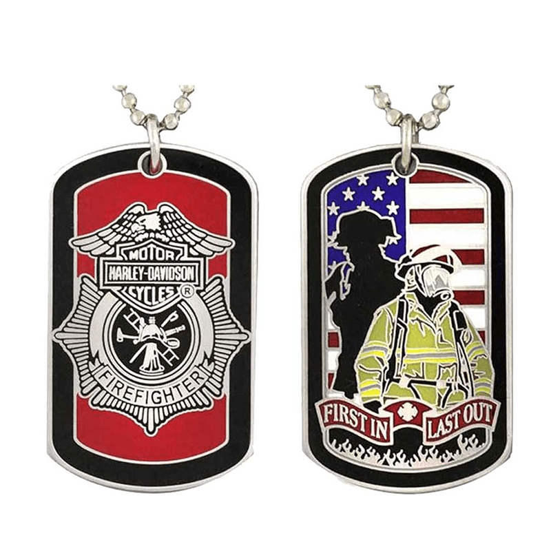 Firefighter First In Last Out Dog Tag Necklace/KeyChain - Harley ...