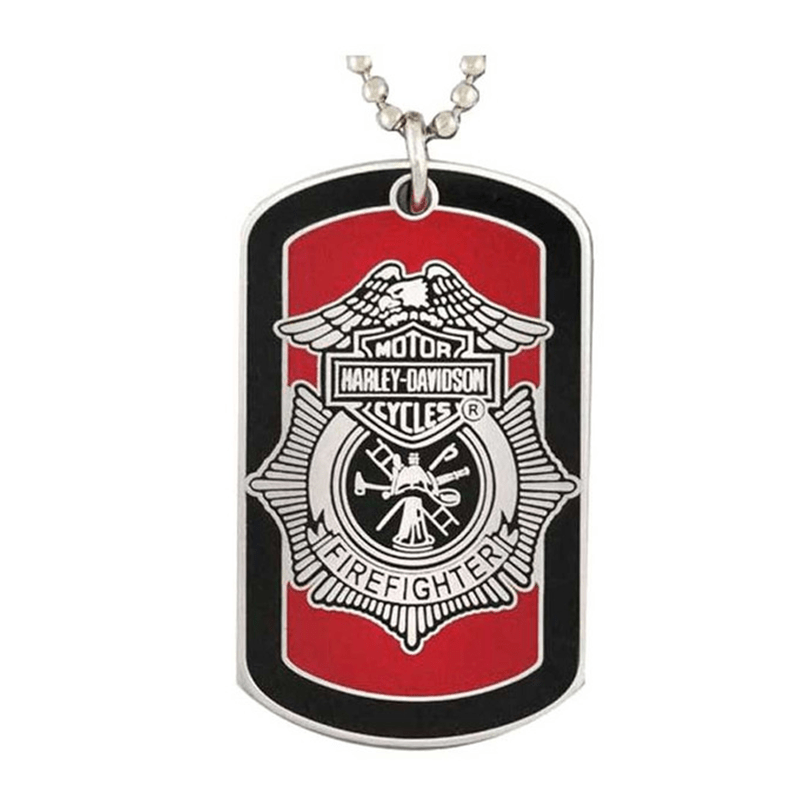 Firefighter First In Last Out Dog Tag Necklace/KeyChain | Harley ...