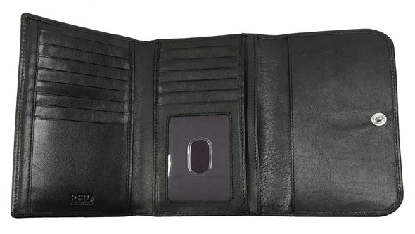 Women’s Crystal B&S Medallion Tri-Fold Leather Wallet – Black | Harley ...